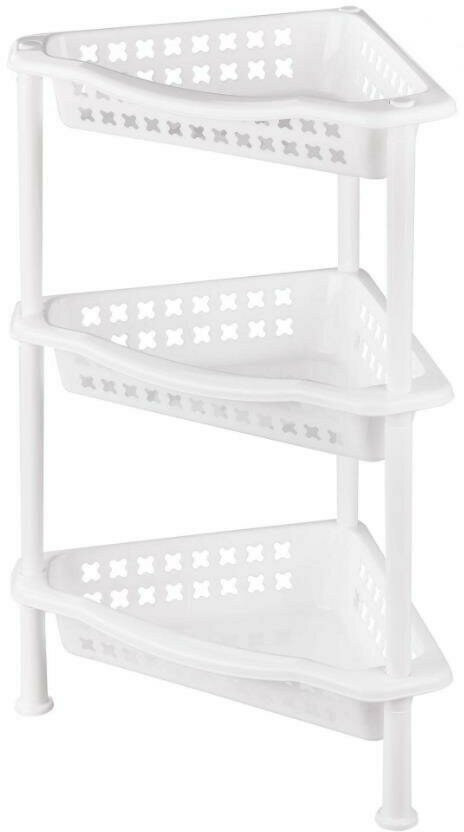 Альтернатива м6471, Этажерка 3-х секционная угловая белый, Башпласт