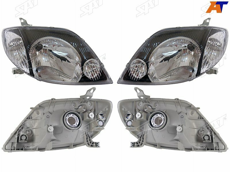 Фара Toyota Corolla (E120) 00-02 / Corolla Fielder 00-02 (Галоген / Комплект / Ручная регулировка / чёрные)