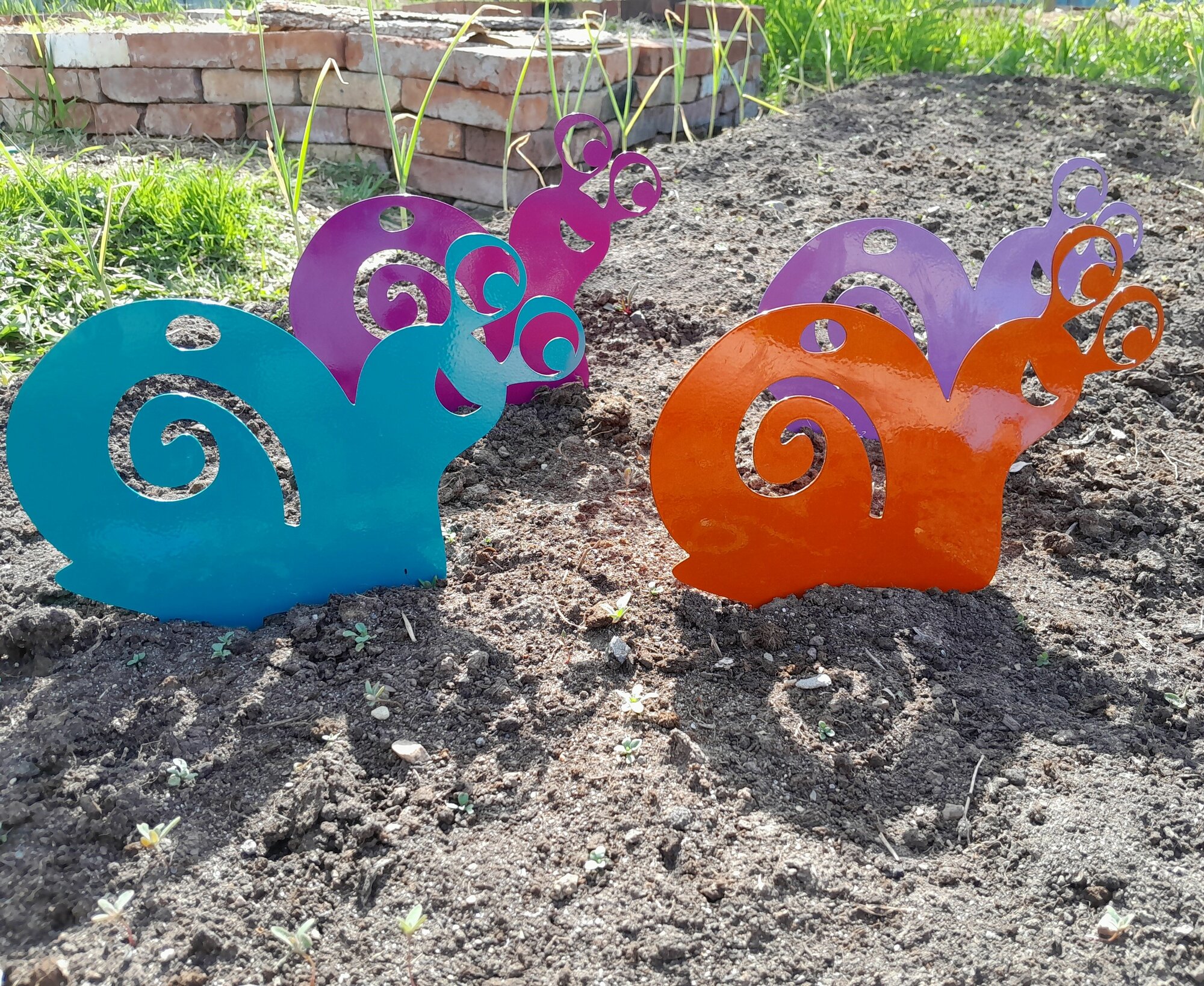 Набор садовых фигур "Улитка", металл, 4 штуки, цвета в ассортименте.