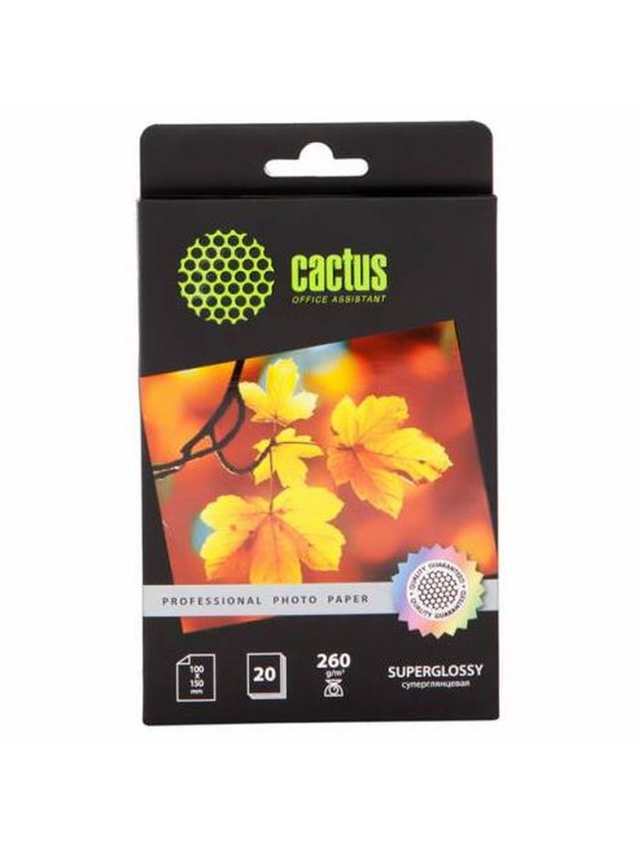 Фотобумага Cactus Prof CS-HGA626020 10x15/260г/м2/20 л/белый, глянцевая, для струйной печати