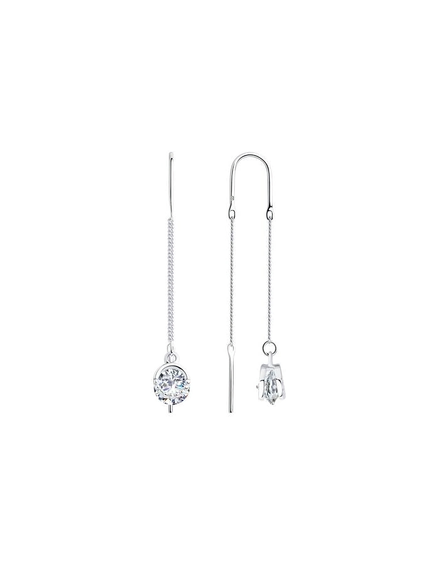 Серьги цепочки The Jeweller, серебро, 925 проба, родирование, фианит