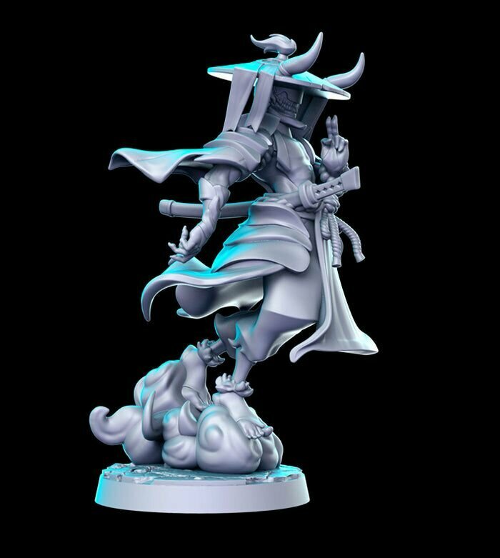 Азиатский воин "Они" ниндзя, монах (45мм) файтер миниатюра для DnD (ДнД), Pathfinder и других Настольных игр (НРИ, Варгеймов или РПГ), фентези тематика