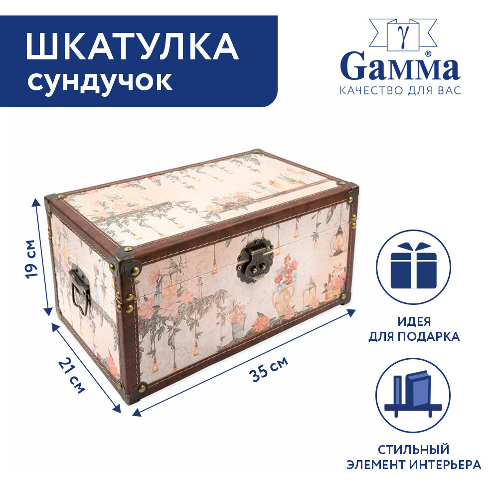 Шкатулка декоративная "сундучок" "Gamma" DBK-03, 35х21х19 см, №017 "Веселые фонарики"