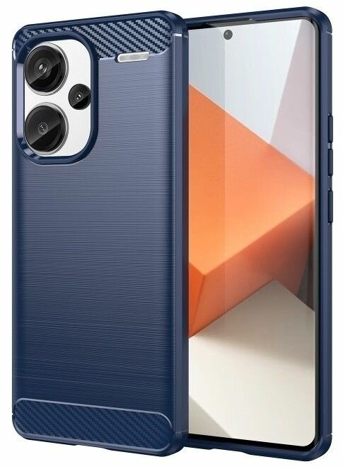 Чехол для Xiaomi Redmi Note 13 Pro Plus (Xiaomi Redmi Note 13 Pro+ 5G) силиконовый карбон сталь синий