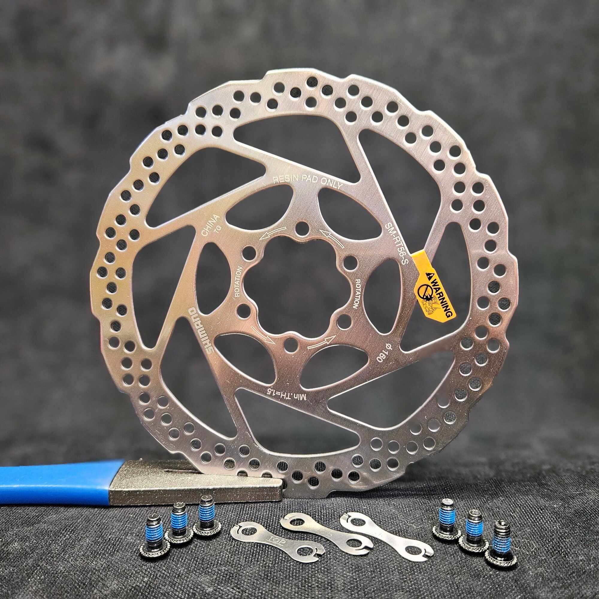 Тормозной диск (ротор) Shimano SM-RT56-S, 160 мм, 6 болтов, изготовлен в Китае (OEM без упаковки)