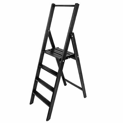 Стремянка деревянная ласточка для дома, четыре ступени, черный