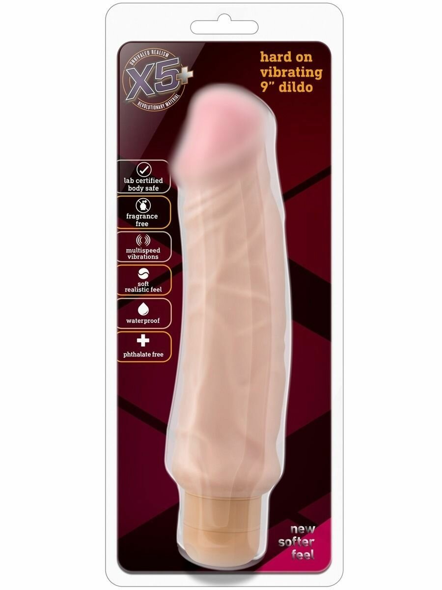 Вибратор "X5 PLUS VIBRATING HARD ON BEIGE" 19см