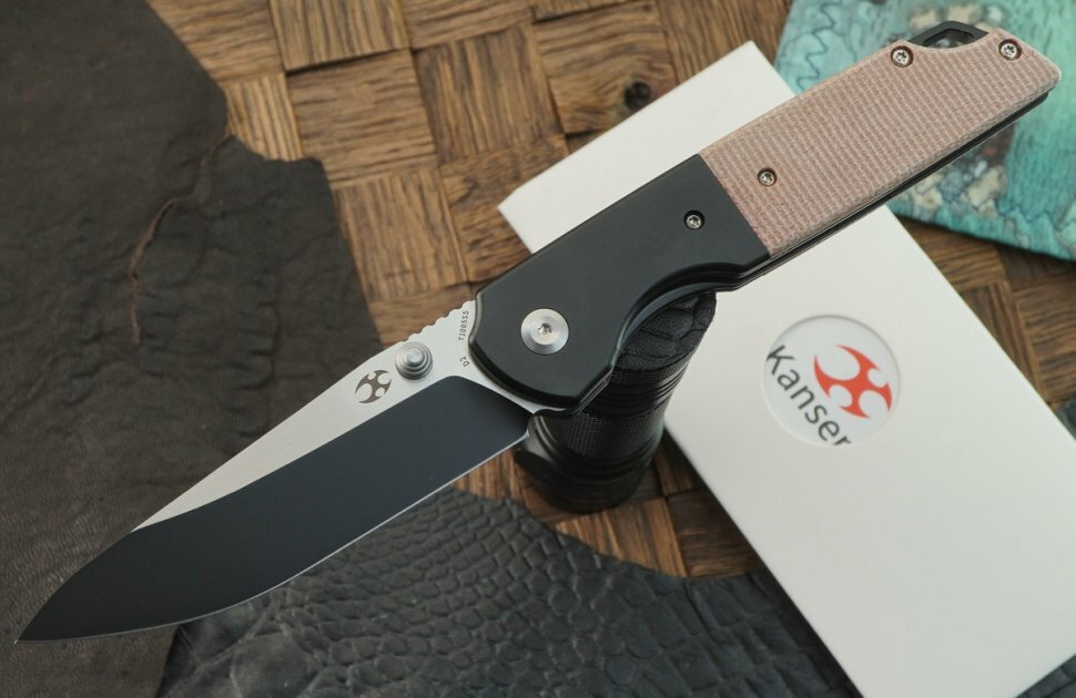 Складной нож Kansept Knives Warrior, сталь D2, Drop Point, рукоять алюминий/микарта