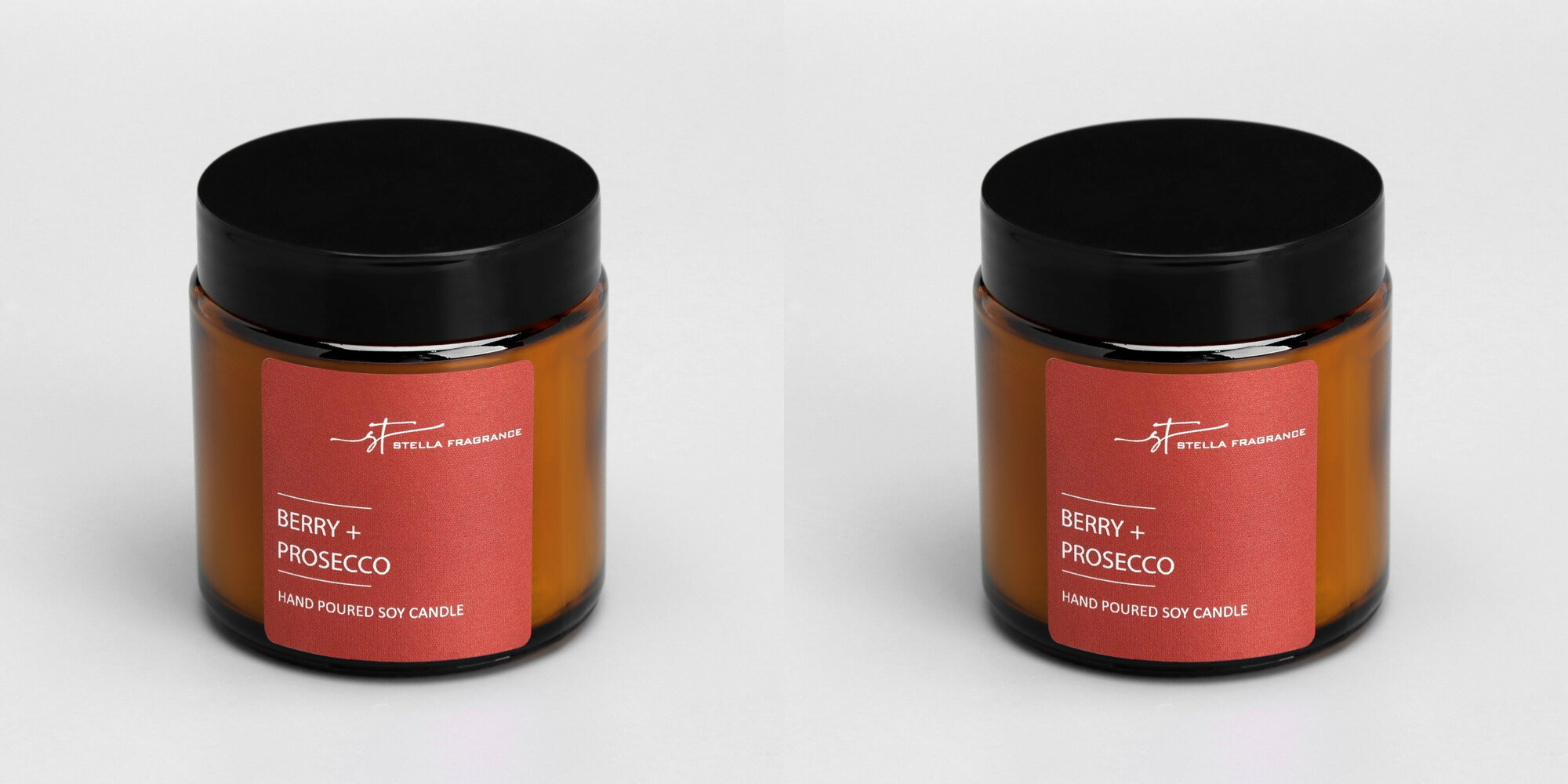 Ароматная свеча Stella Fragrance ST Berry Prosecco, 90 гр, 2 штуки.