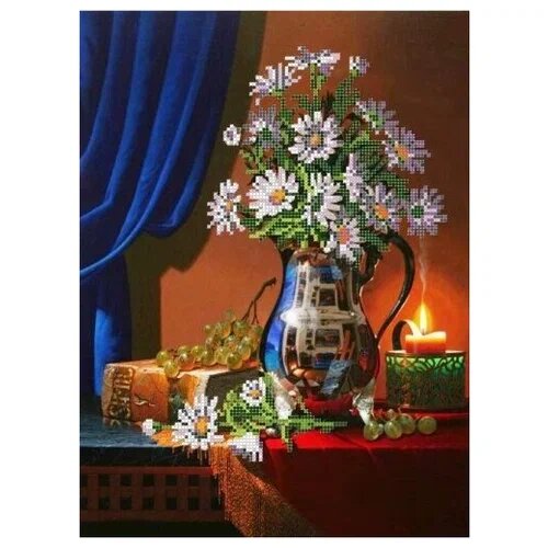Схема на ткани "картины бисером" для вышивки бисером арт. S-010 "Вечерний натюрморт" 30 х 40 см