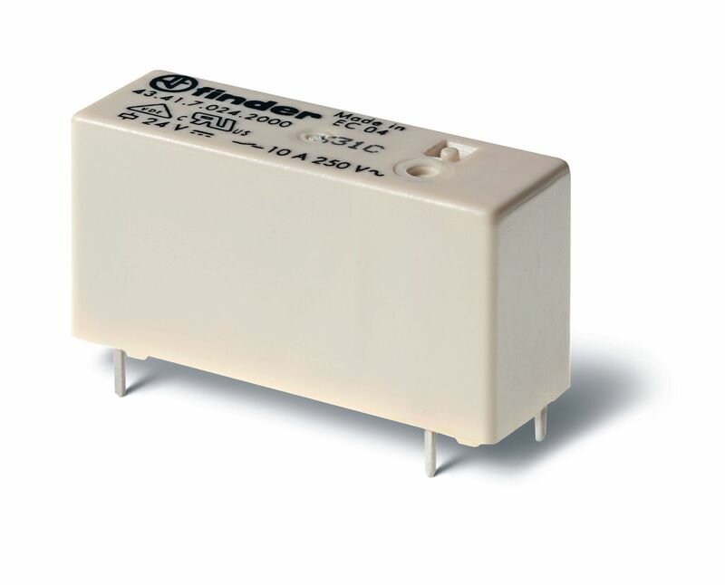 Низкопрофильное миниатюрно реле Finder 43.41.7.024.2000 1CO, 10A, 24В DC