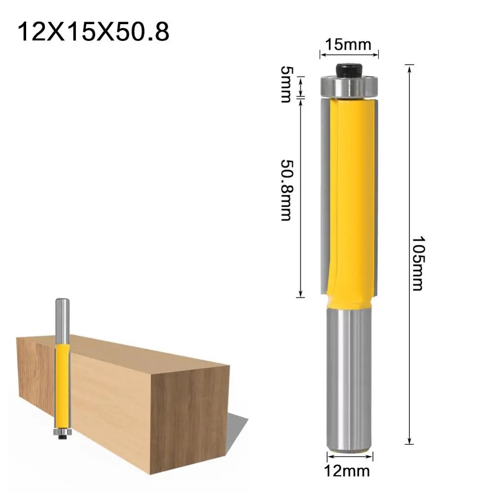 12 мм хвостовик 50,64 мм Концевая Пазовая фреза с подшипником для дерева шаблон Рисунок 12X15X50.8mm