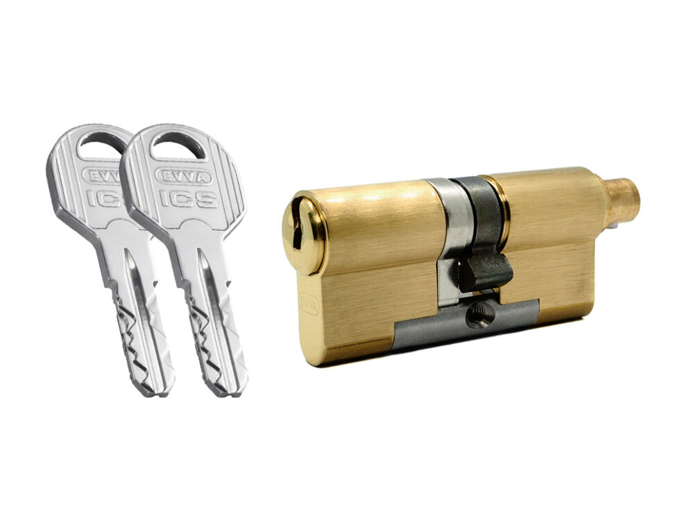 Цилиндр EVVA ICS ключ-вертушка с функцией Vario 92мм (размер 36х56В мм) - Латунь (2+5 ключей)