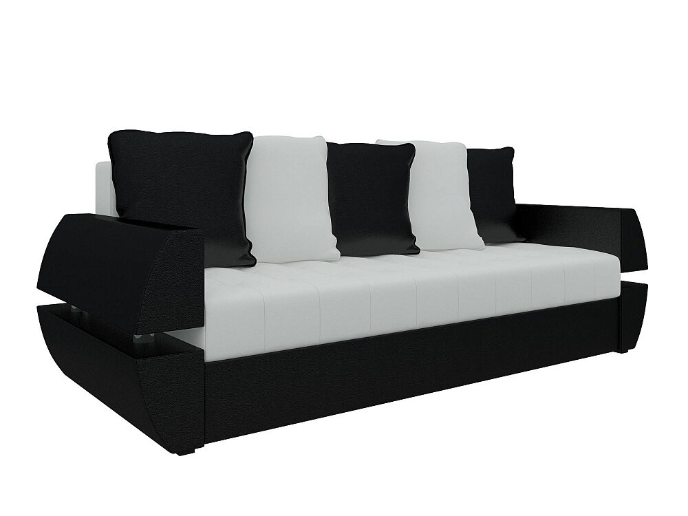Прямой диван Вавилон Бело-Черный, еврокнижка, 230х101х71 см, с ящиком для белья