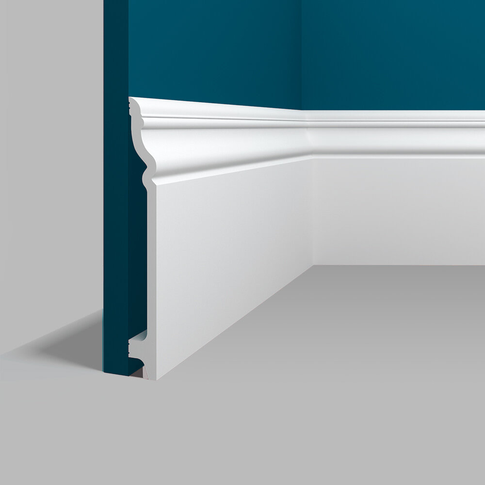 Плинтус Перфект Plus 18х160 мм PP-118 ударопрочный белый напольный под покраску пластиковый полистирол высокий