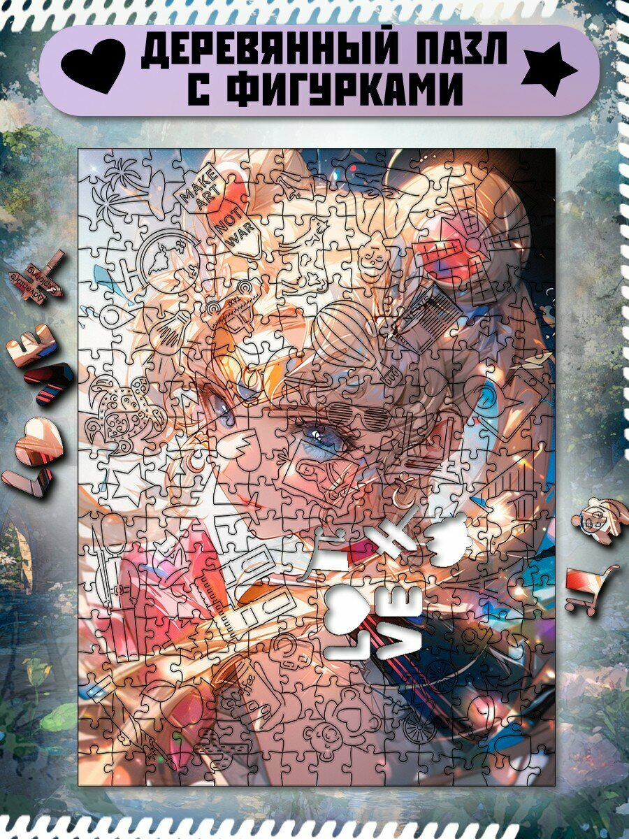 Пазл деревянный 36х27 см Микс Sailor Moon Crystal (сейлор мун, Кошка, аниме, манга, бани, усаги, Луна) - 2477