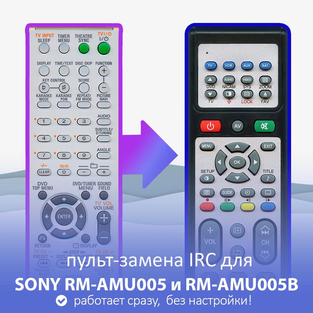 Пульт-замена для SONY RM-AMU005 и RM-AMU005B