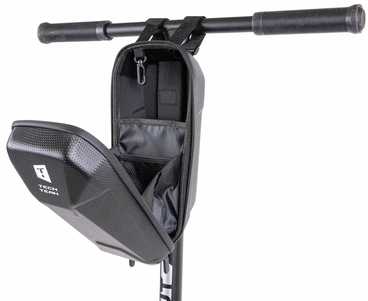 Сумка на руль самоката Tech Team "NVB-01", на молнии, жесткая 4L - Черная