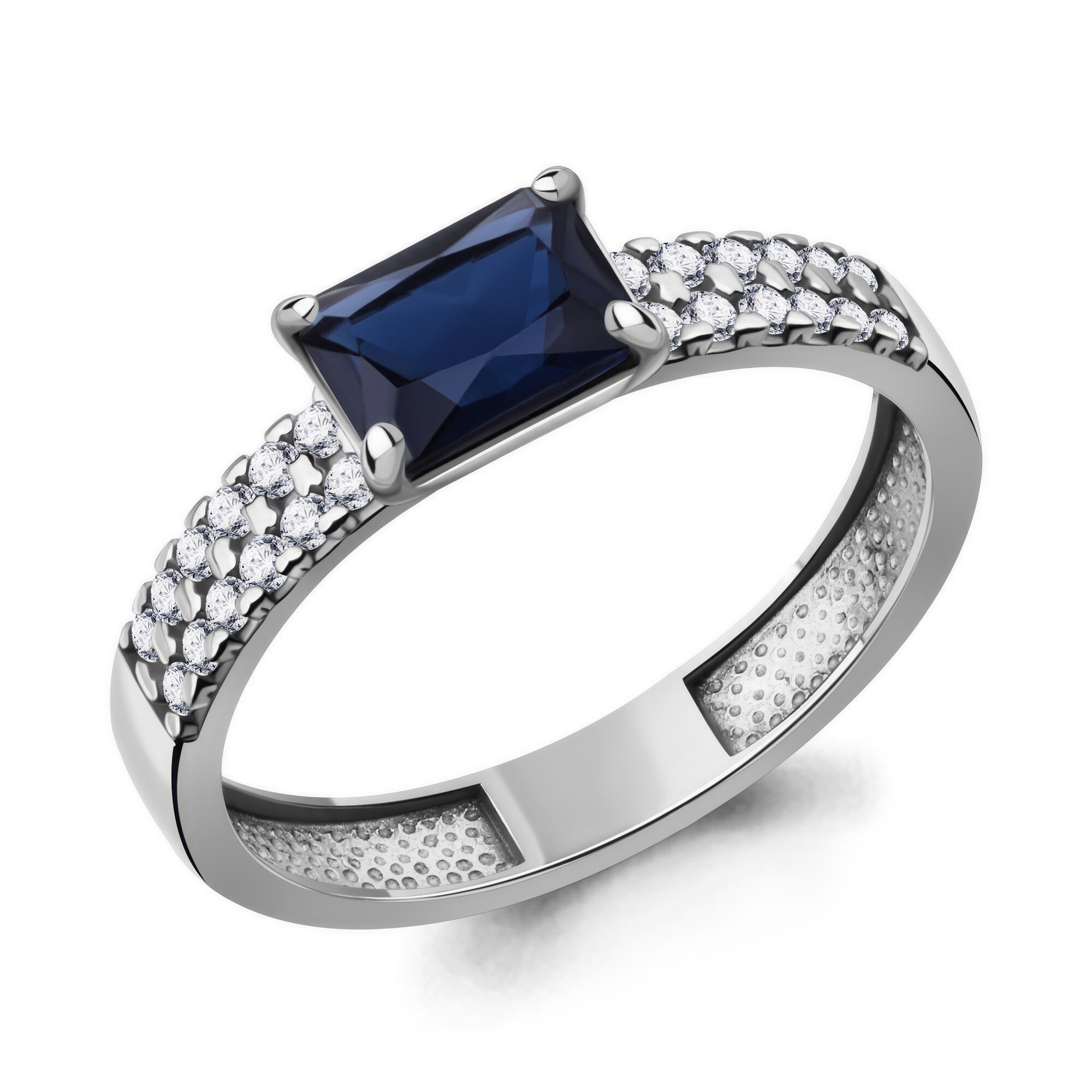 Кольцо, серебро, 925 проба, родирование, фианит