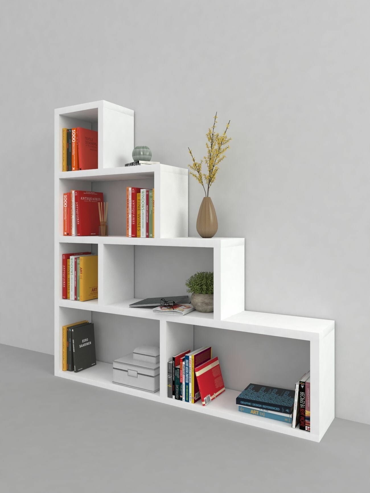 Стеллаж RIDDLE OPMAN 158.5х158.5х28 см, деревянный для книг и игрушек, зонирующая перегородка, белый