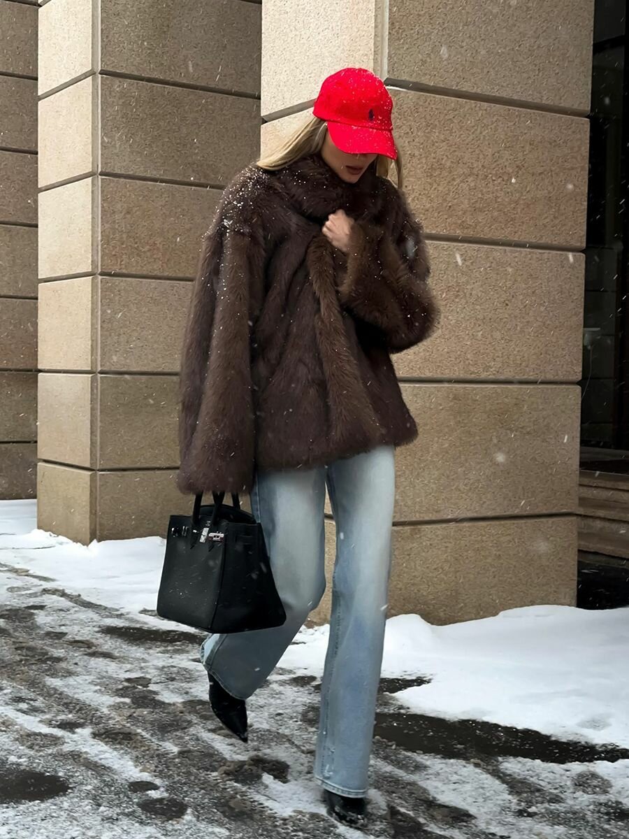 Шуба, размер 42, brown — фото 1