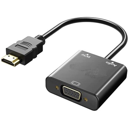 Видео адаптер HDMI-VGA-AUDIO M/MF KS-426 переходник VGA в HDMI + аудио гнездо 3.5мм, кабель 0,2 м чёрный