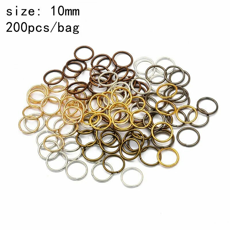 Открывающееся кольцо для волос, коса из бисера, металлическая/золотая/серебряная 200pcs 10mm NO.10