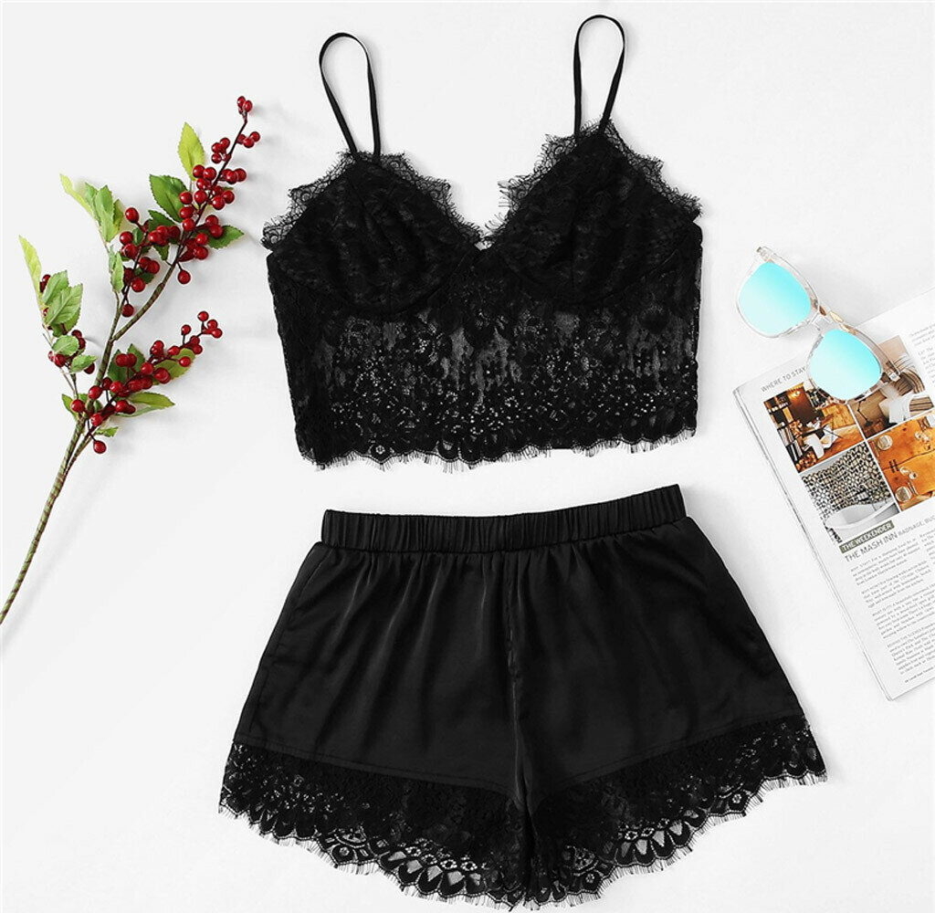 Женская сексуальная пижама-слинг размера плюс, комплект кружевного нижнего белья