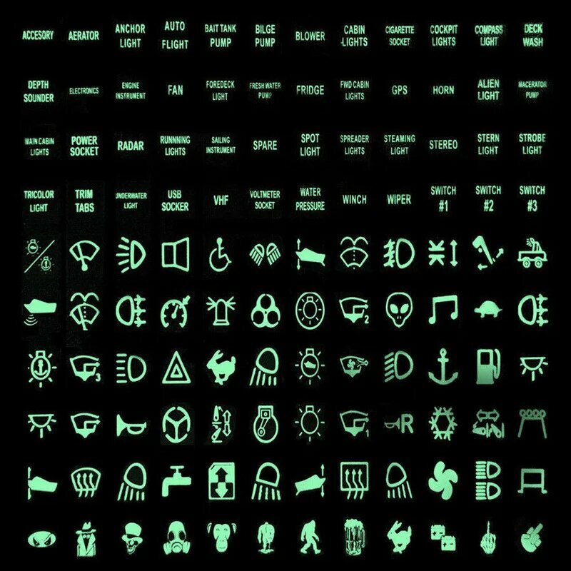 120 наклеек, наклейка на кулисный переключатель, наклейка на панель, светящаяся светящаяся наклейка для автомобиля, морской лодки, переключатели, реле, декоративные этикетки
