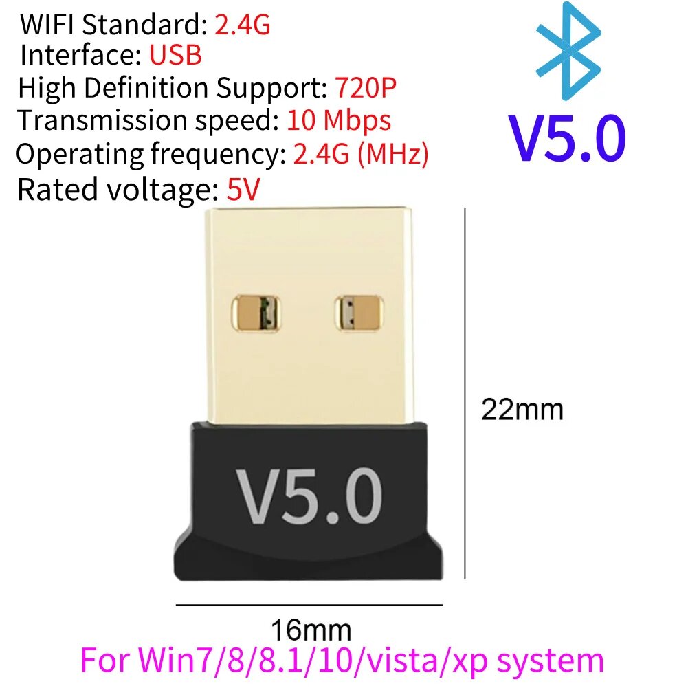VODOOL Беспроводной Bluetooth-адаптер 5.3/5.1/5.0 BT 5.0