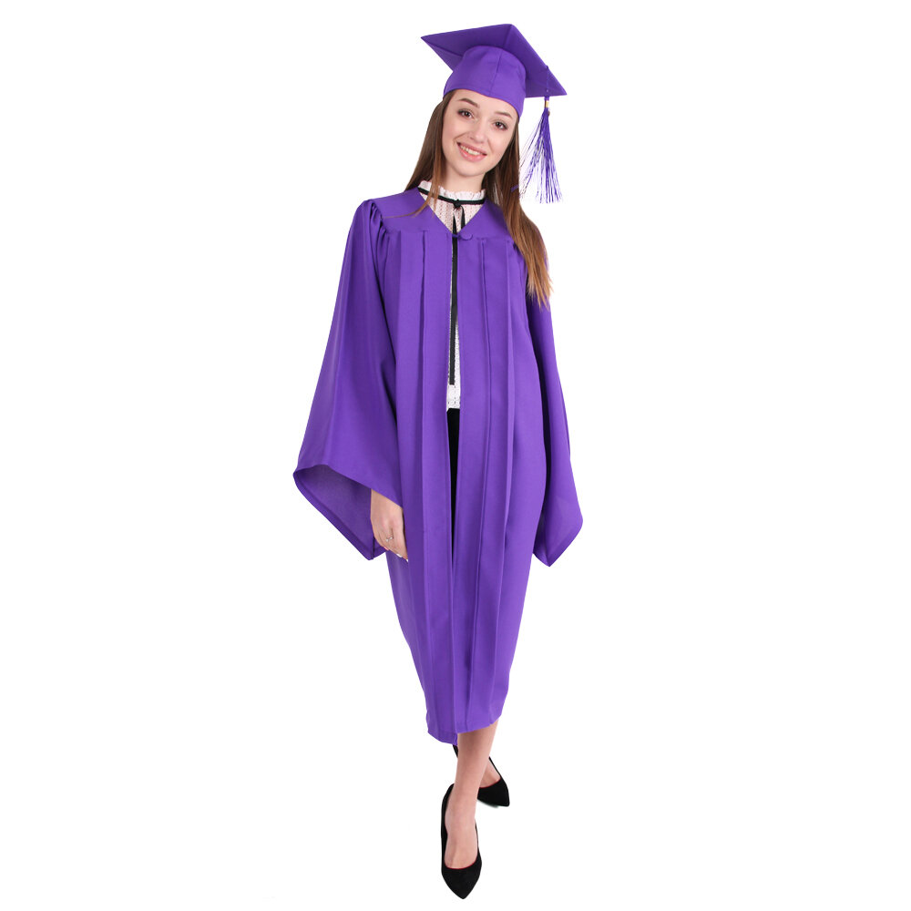 Мантия выпускника (комплект) - Модель Элегант - цвет фиолетовый