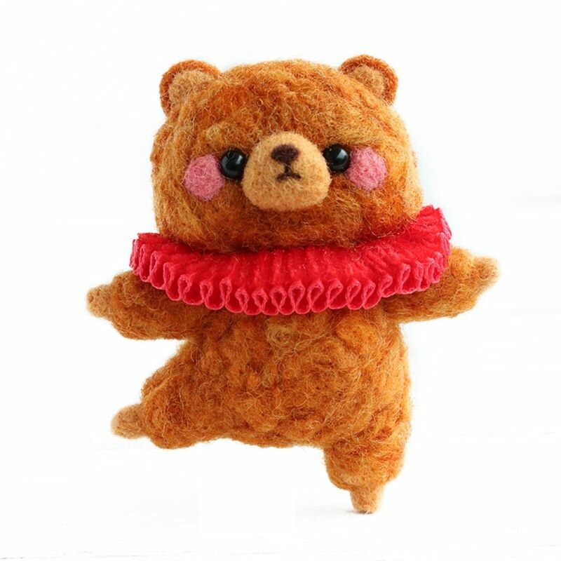 DIY Cute Animal Cartoon Wool for Doll Felt Craft Unfinished Poked Set Handcraft Kitting Package Needles Material Bag for Women Girls