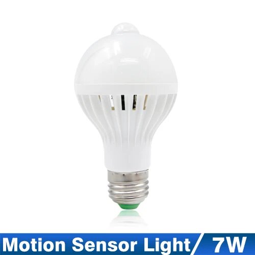 YNL Умная светодиодная лампа с датчиком движения и звука E27 5Вт Белый PIR Motion Sensor 7W