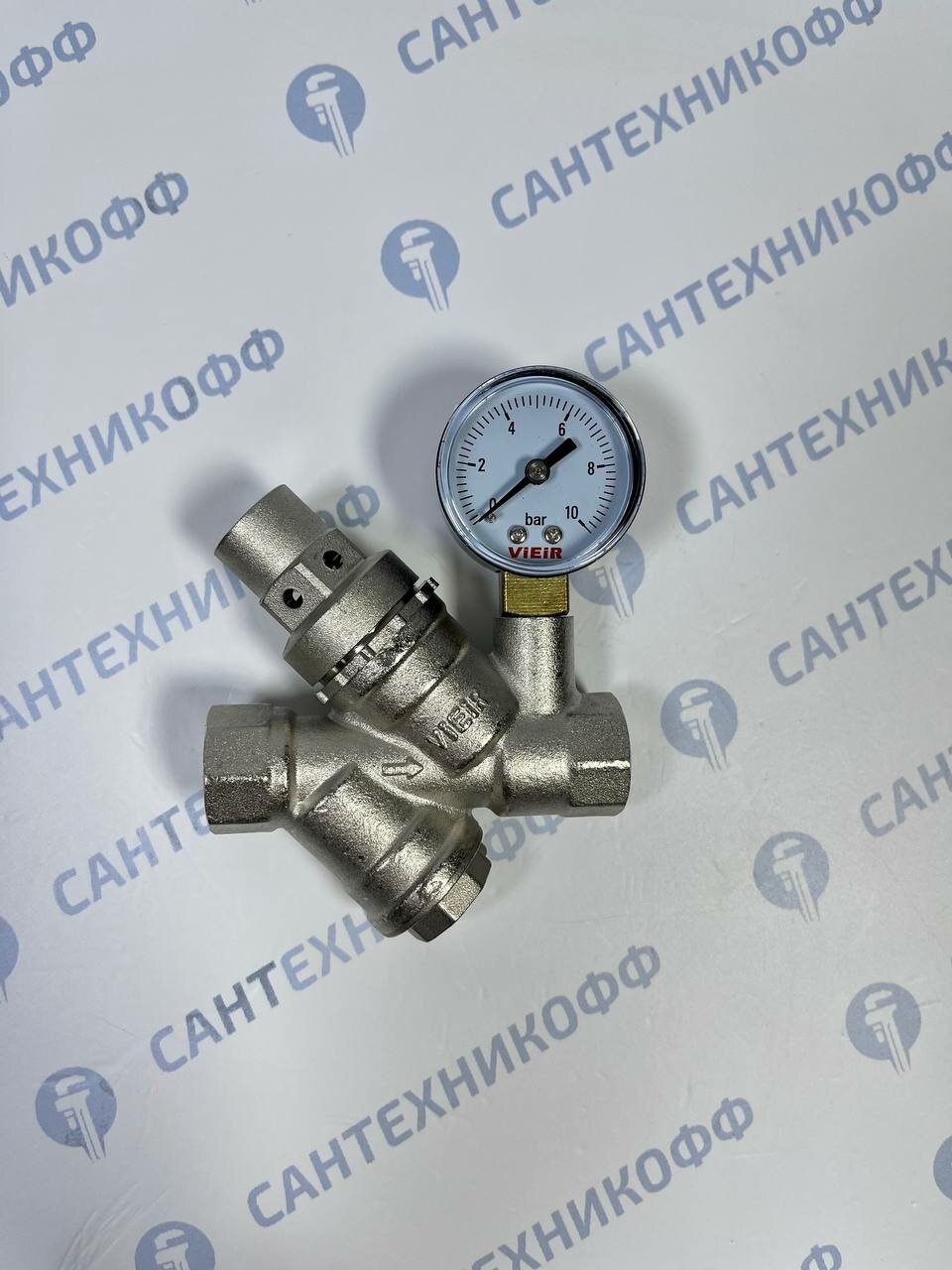 Редуктор давления 1/2"ВР VIEIR с фильтром и манометром, никель VR721