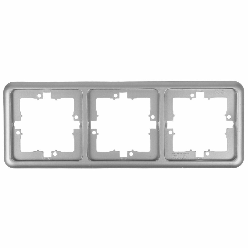 Рамка трехместная Gusi Electric C130-004 горизонтальная серебряная