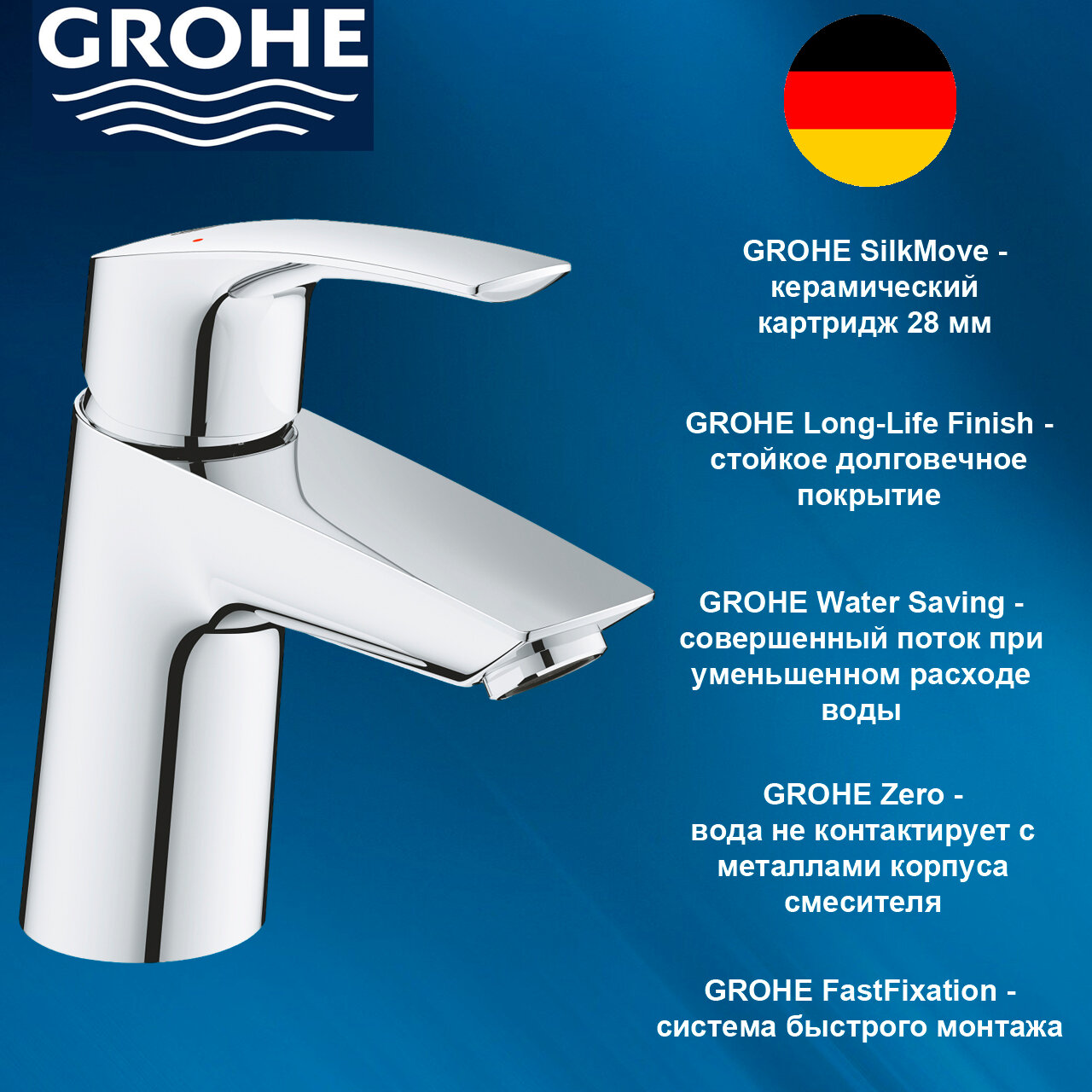 23968003 GROHE Eurosmart 2021 Смеситель для раковины корпус маленький, цвет: хром