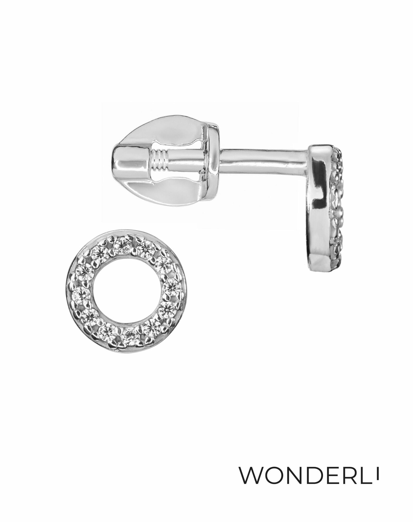 Серьги пусеты, серебро, 925 проба, родирование, фианит