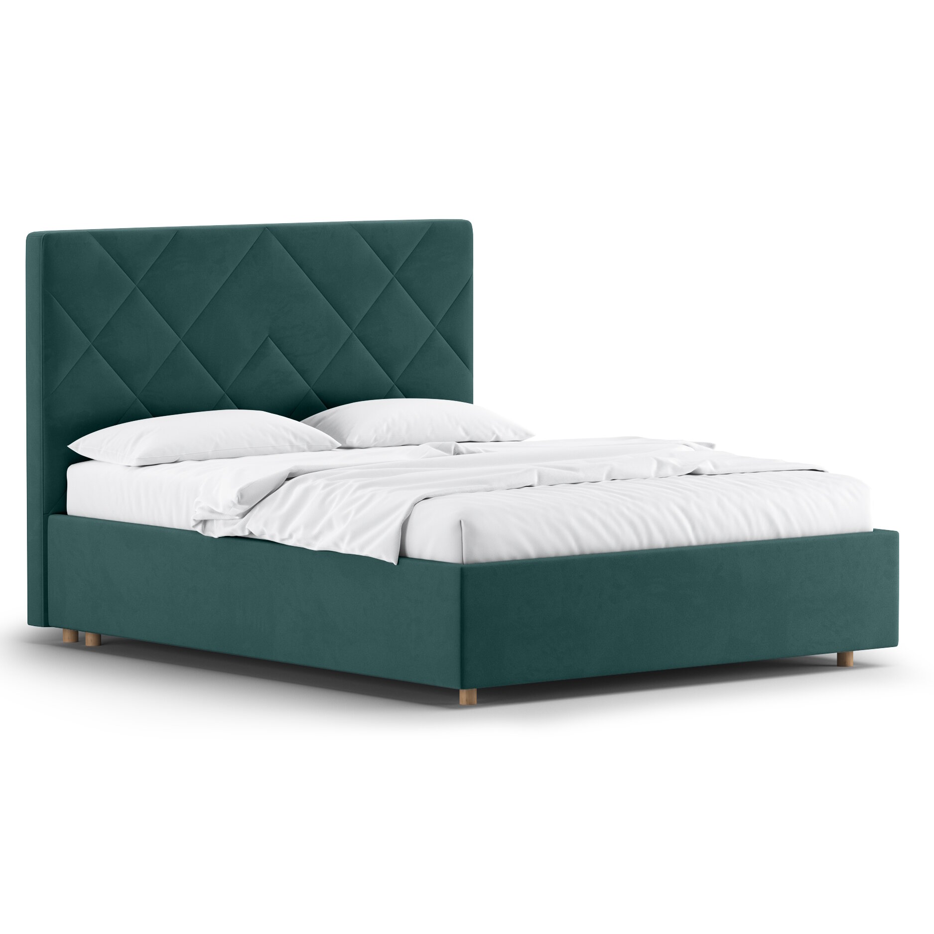 Кровать двуспальная с подъемным механизмом WESTENY "ART 612" H6, 191х217х130, 180х200, изумрудный велюр