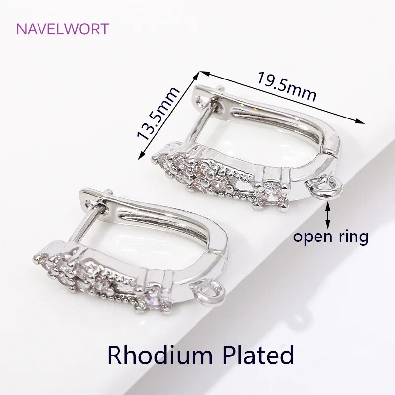 Швензы для сережек NAVELWORT, Rhodium Plated, 19.5x13.5 мм
