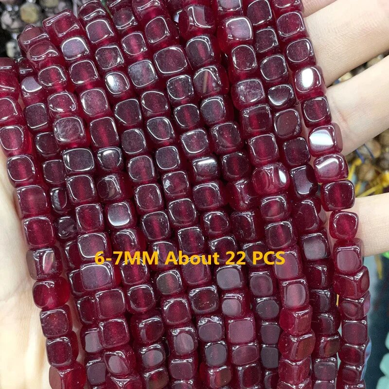 Бусины из натурального камня SYSRXLR Бордовый, 6-7MM About 22 PCS