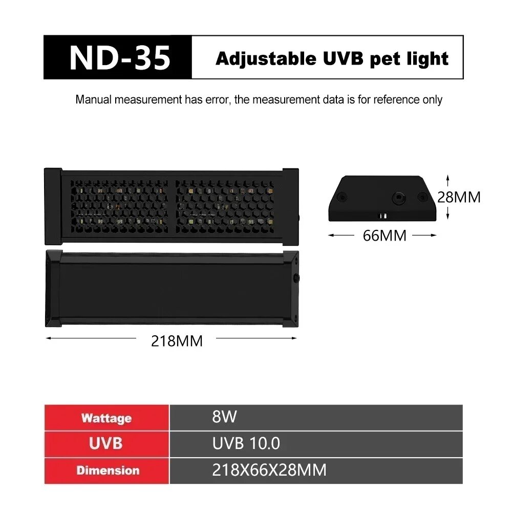 Светодиодная лампа UVB 10.0 для рептилий, 8W, EU Plug