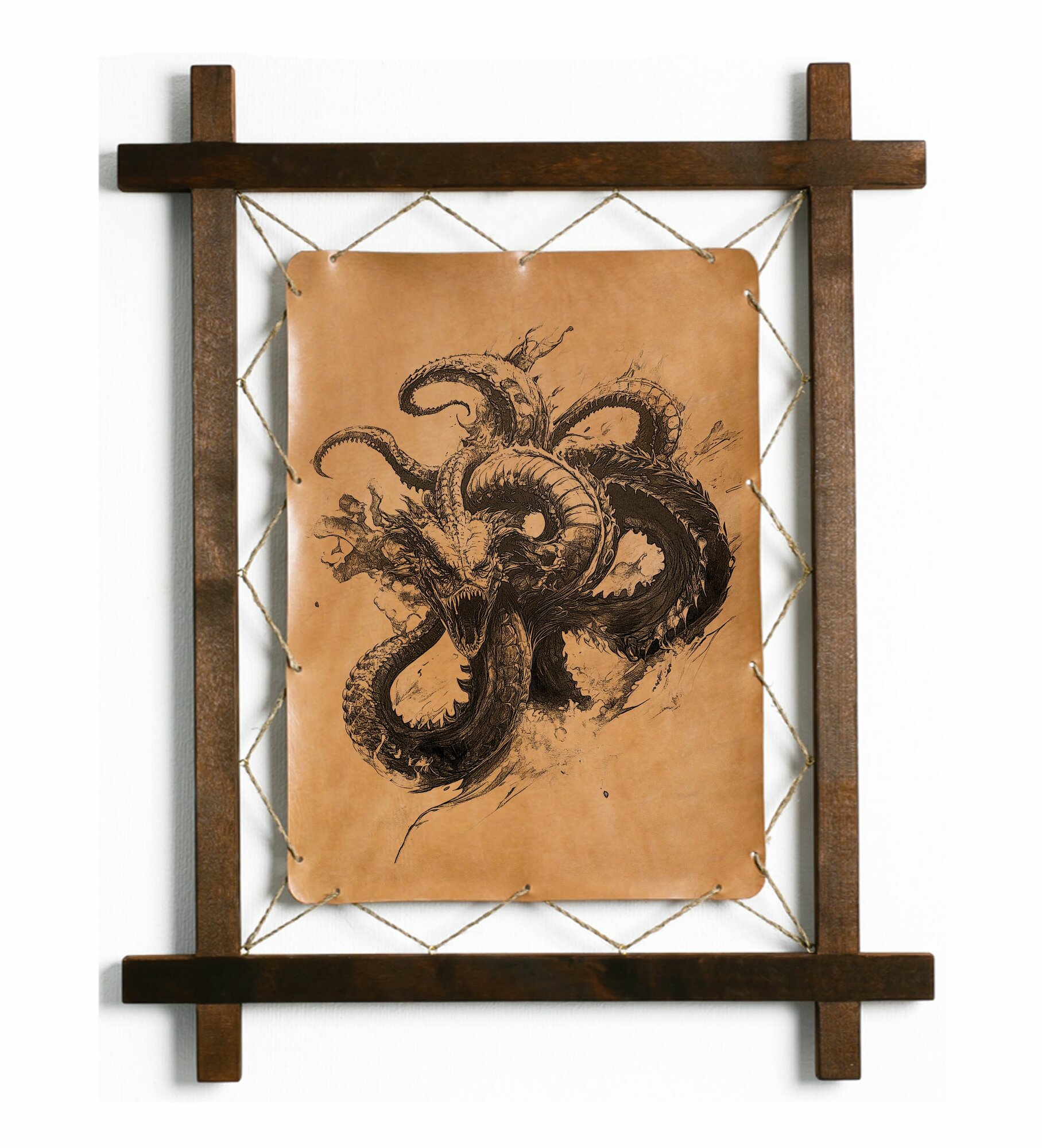 Картина интерьерная из кожи "Гидра", BoomGift