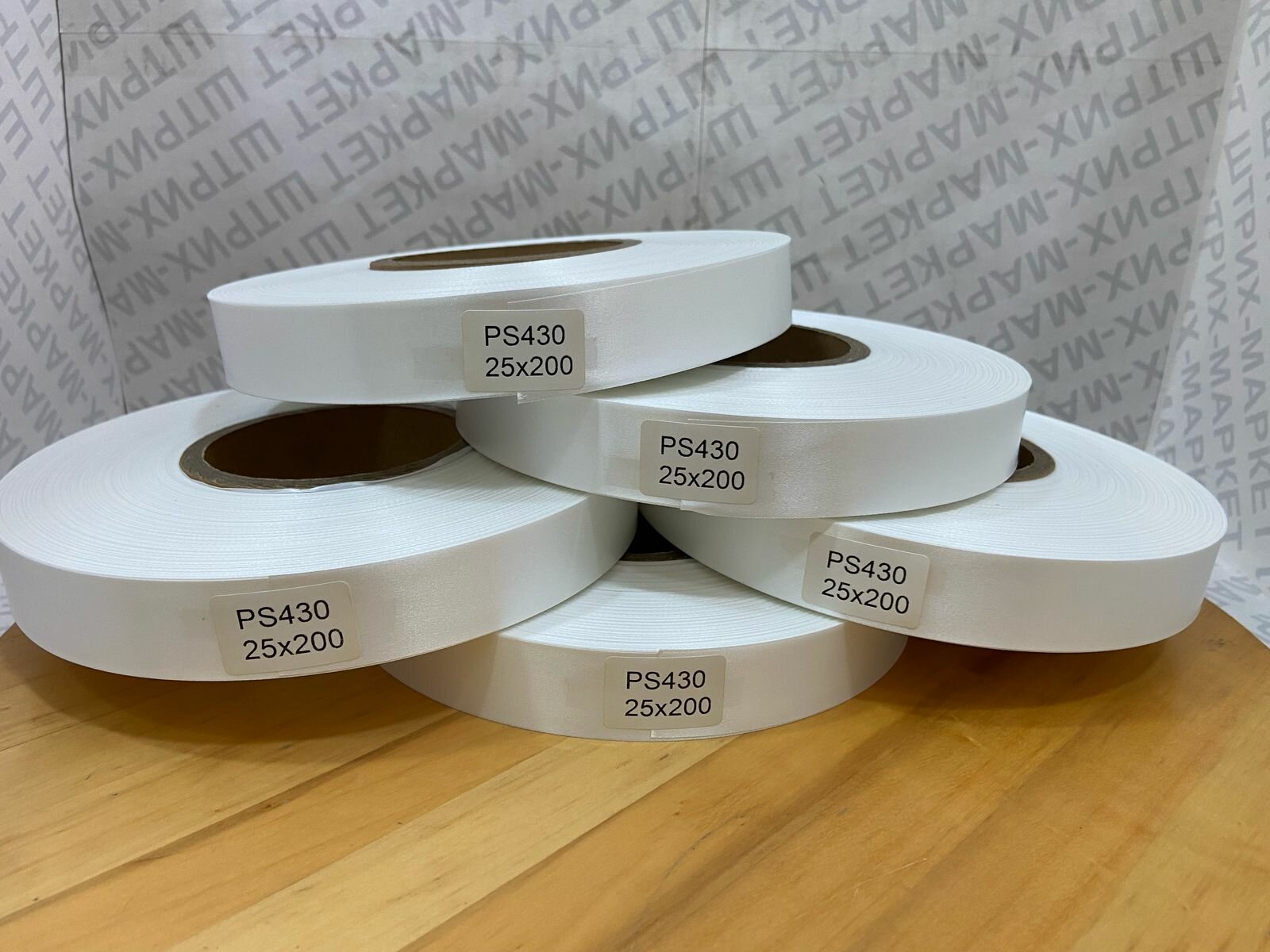 Сатиновая лента 25х200.76 (PS430) для печати 5 рулонов в комплекте