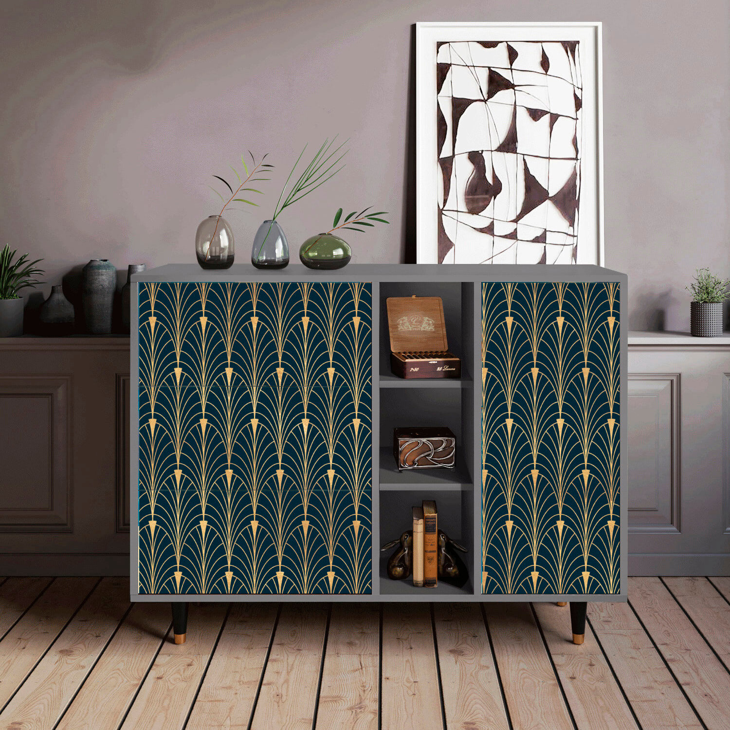 Комод - STORYZ - BS2 Flower of the Nile, Разер - 125 x 97 x 48 см , Цвет корпуса - Серый