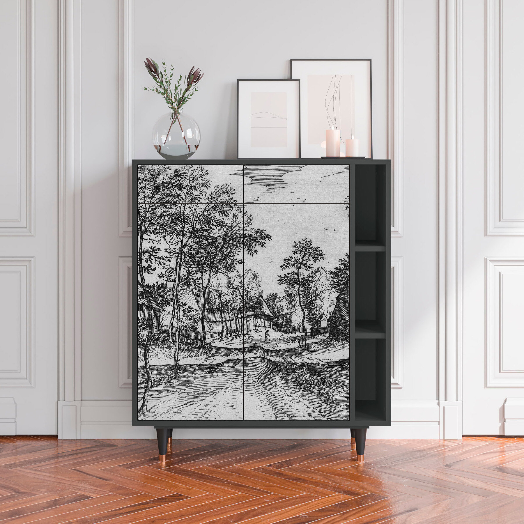Комод - STORYZ - BS6 Village Road by Pieter Breugel, Размер - 94 x 110 x 41 см, Цвет корпуса - , Антрацит