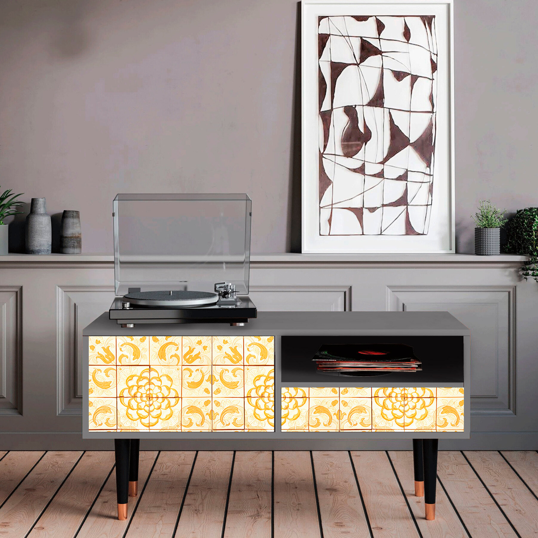 ТВ-Тумба - STORYZ - T3 Sunshiny Tile, Размер - 115 x 59 x 48 см, Цвет корпуса - , Серый