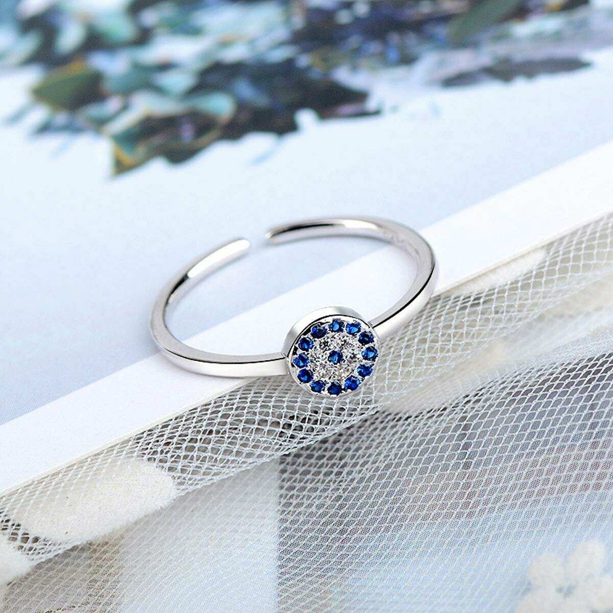 Серебряный цвет сглаза синий глаз Хамса рука Фатимы регулируемые женские кольца открытый свободный размер кристалл дьяво