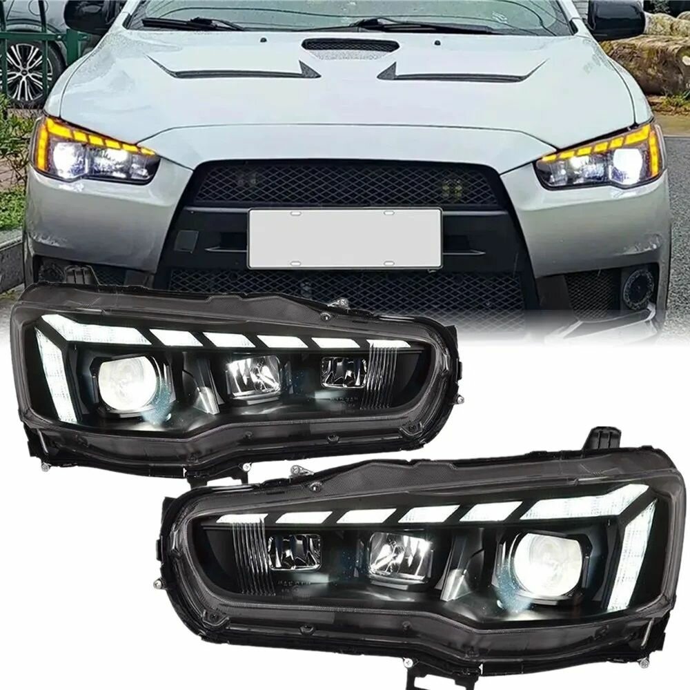 Фары автомобильные светодиодные AF/LED-HEADLIGHT-LX-4, для Mitsubishi Lancer, ABS пластик
