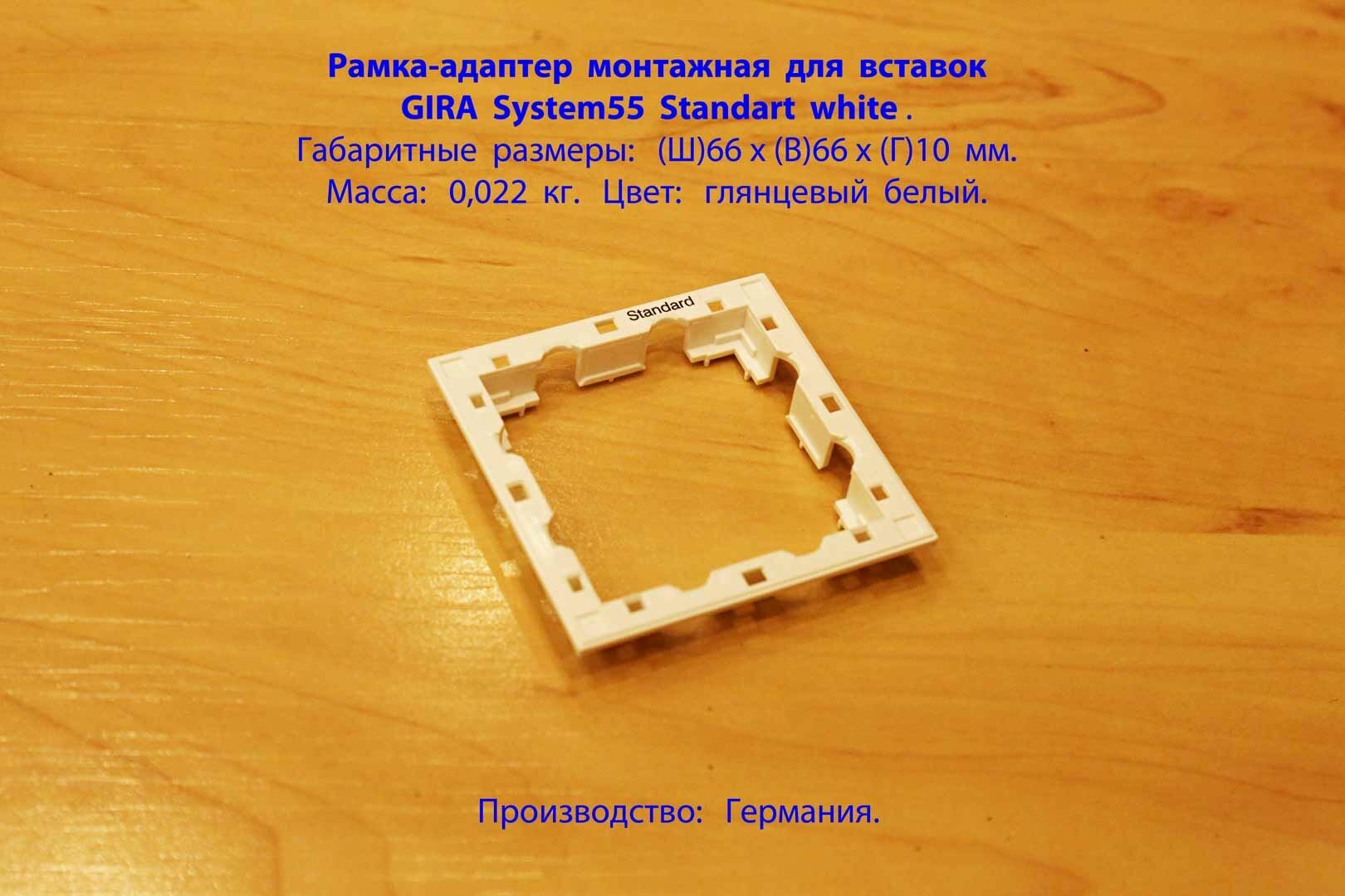 Рамка-адаптер монтажная для вставок в розетку GIRA System55 Standart white