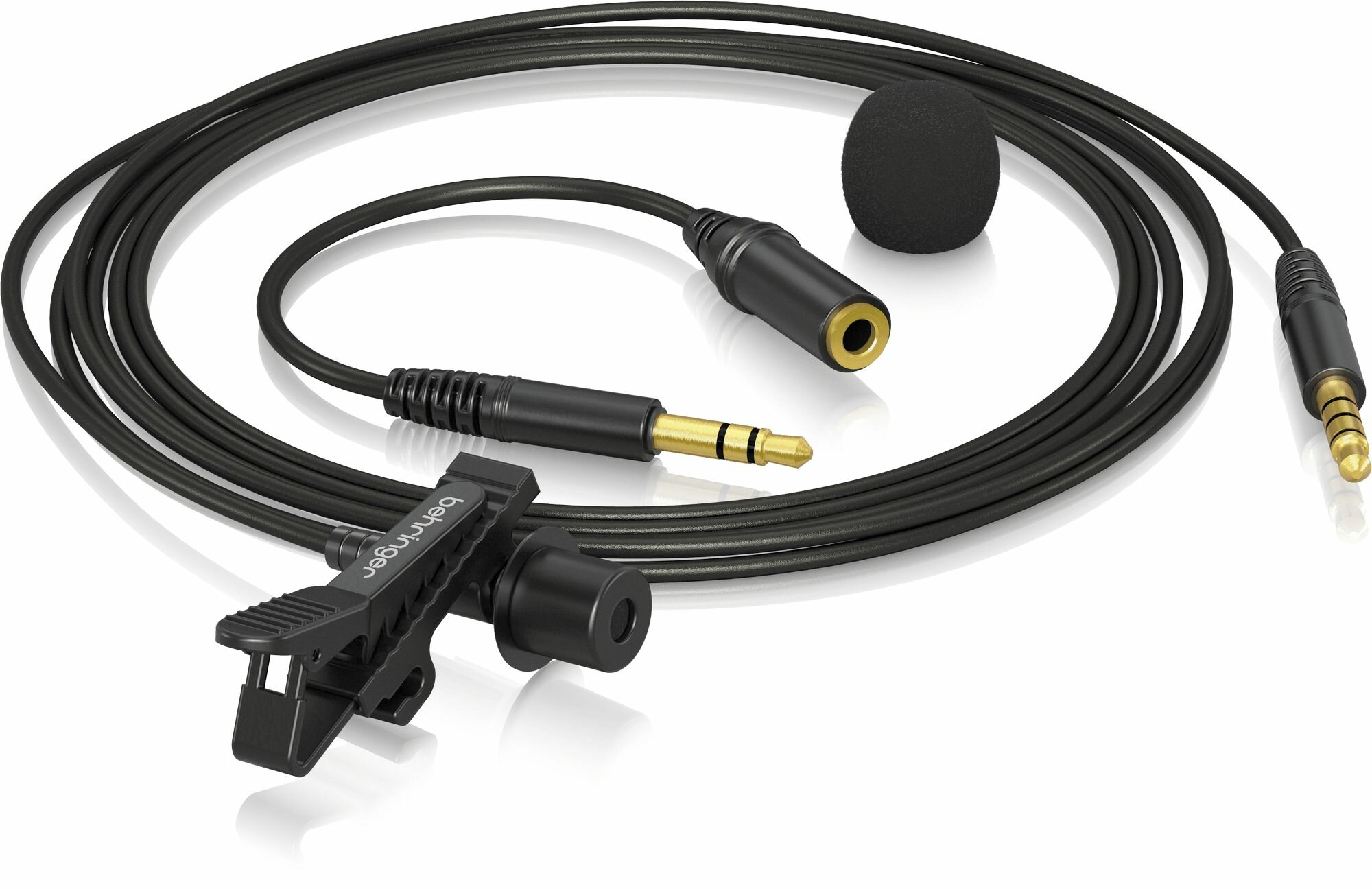 Behringer BC LAV конденсаторный всенаправленный петличный микрофон, разъем 3.5 mm TRRS, переходник на 3.5 mm TRS, с ветрозащитой и клипсой